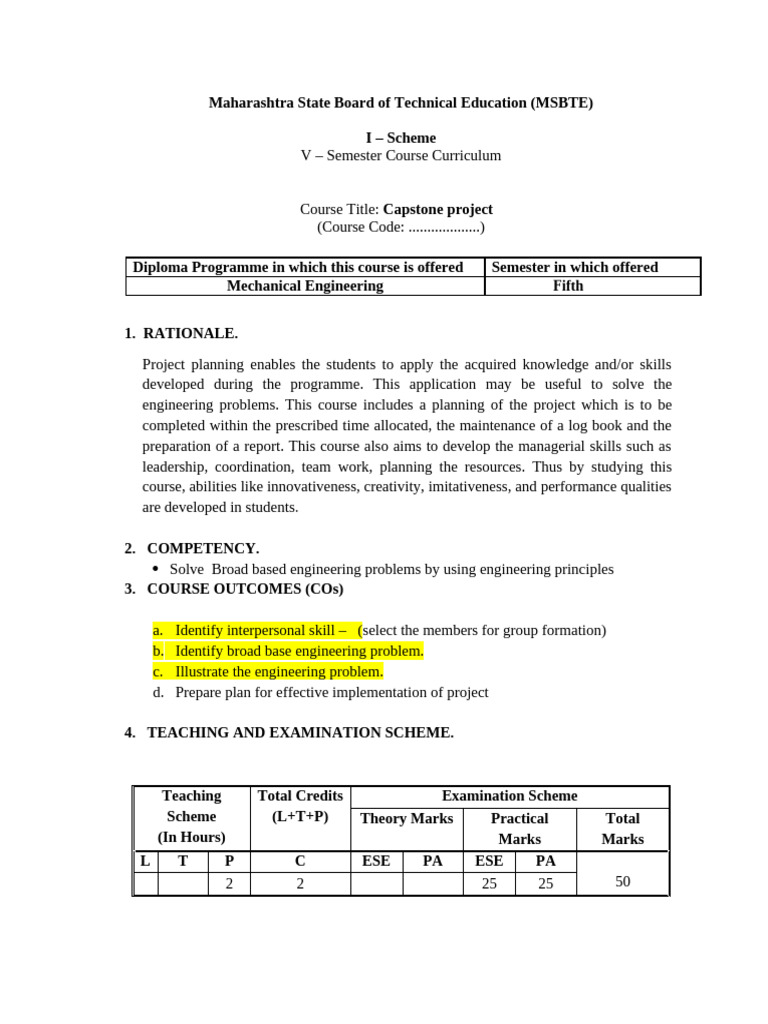 Capstone Project Planning V Sem | PDF | Engineering | Creativity