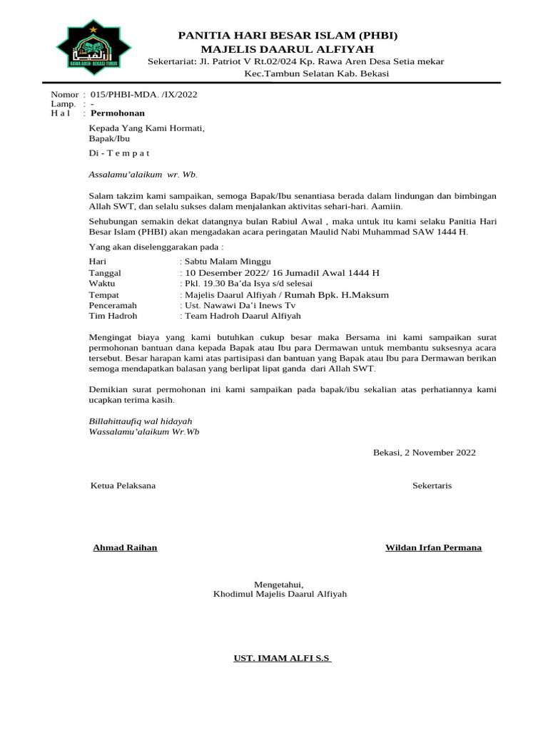 Surat Permohonan Dan Undangan Fix | PDF