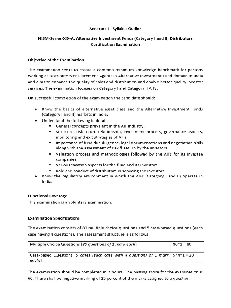Annexure 1 NISM Series XIX A | PDF | Investing | Investment Fund