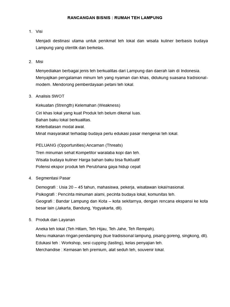 Rancangan Bisnis | PDF