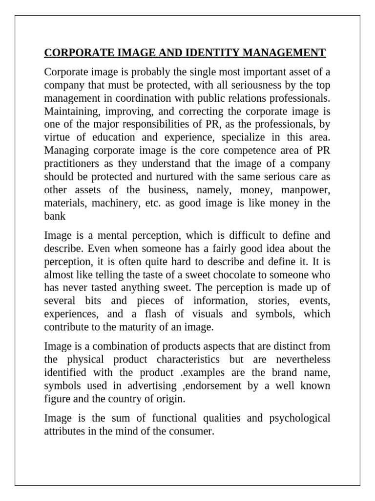 Corporate Image and Identity Management | PDF | Trademark | Brand