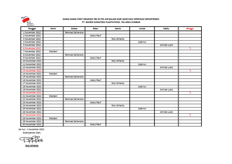 Jadwal Grading PKS | PDF