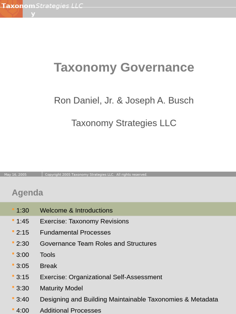 Taxonomy Governance 2005-05-15presented | PDF | Metadata