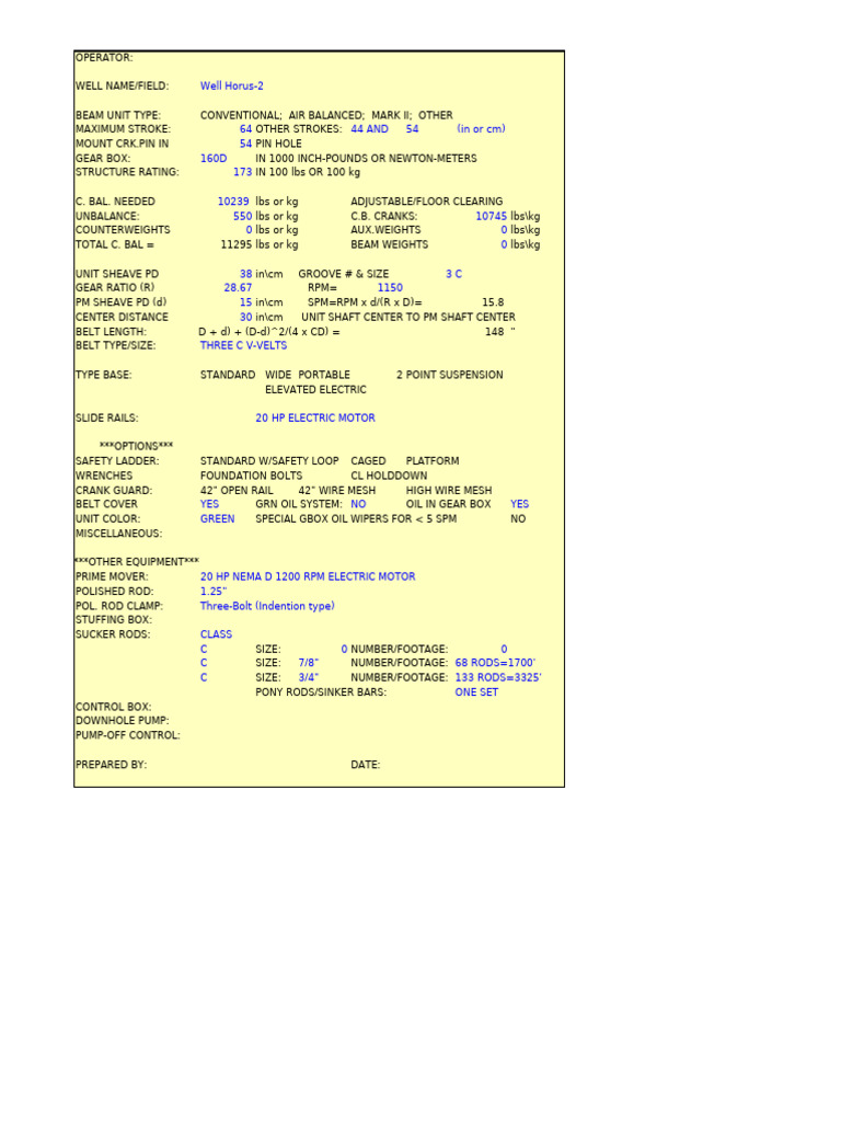 API Pumping Unit Design Sheet | PDF | Vehicles | Mechanical Engineering