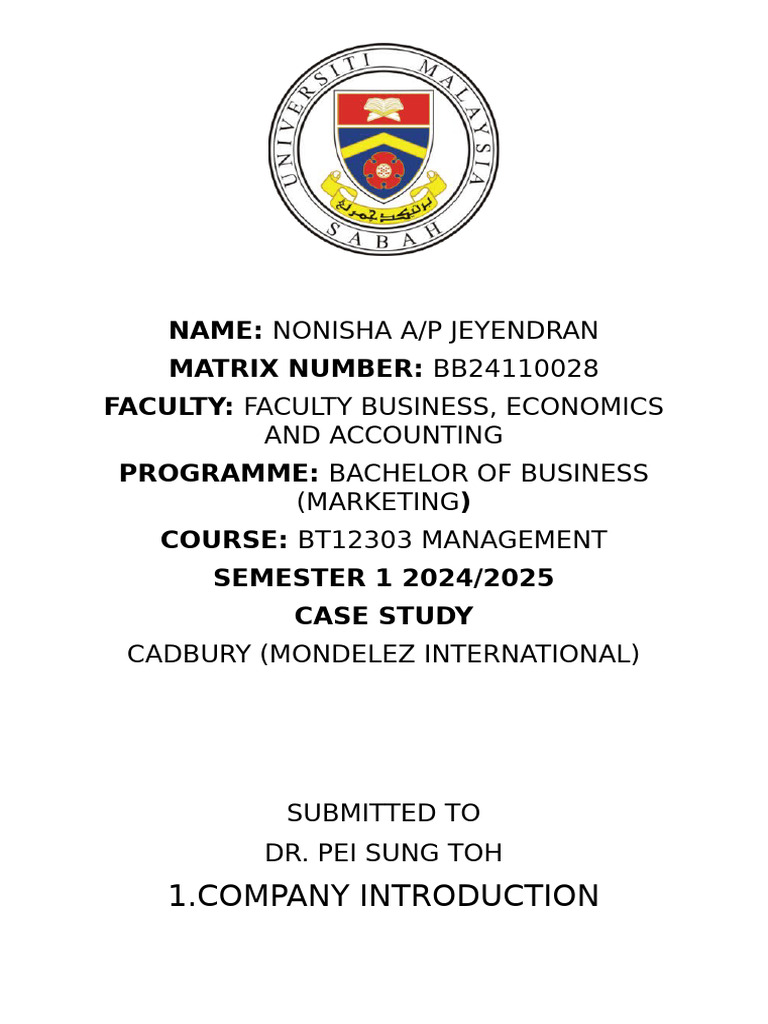 Case Study (Cadbury) | PDF | Chocolate