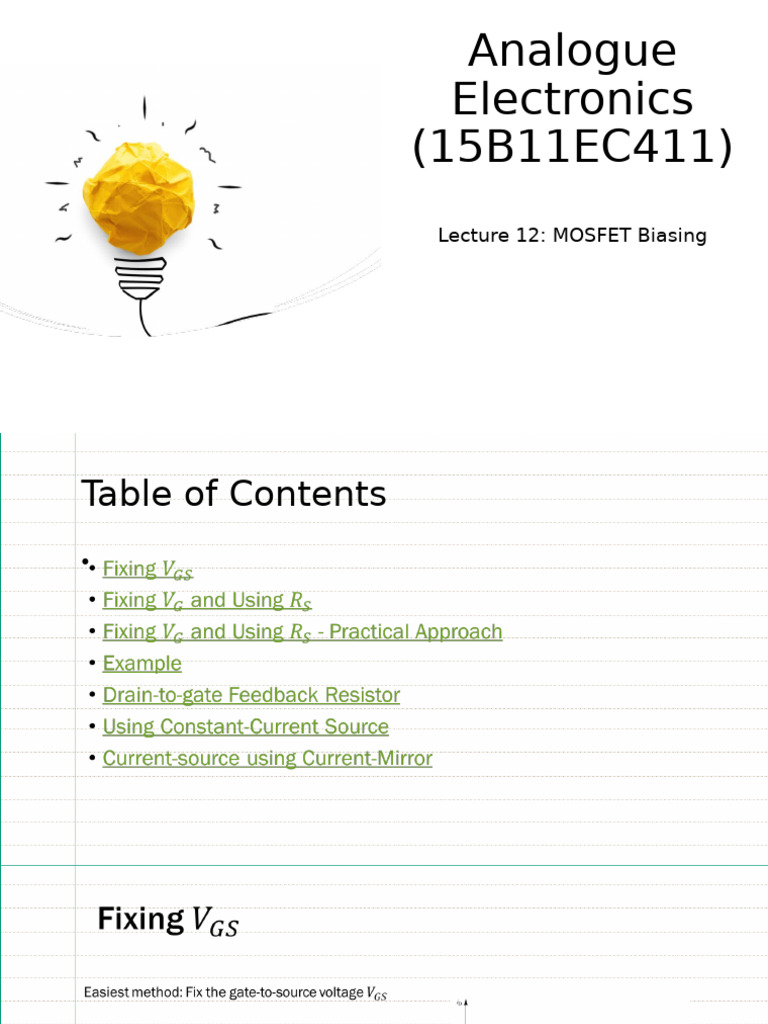 Lecture 12. MOSFET Biasing | PDF