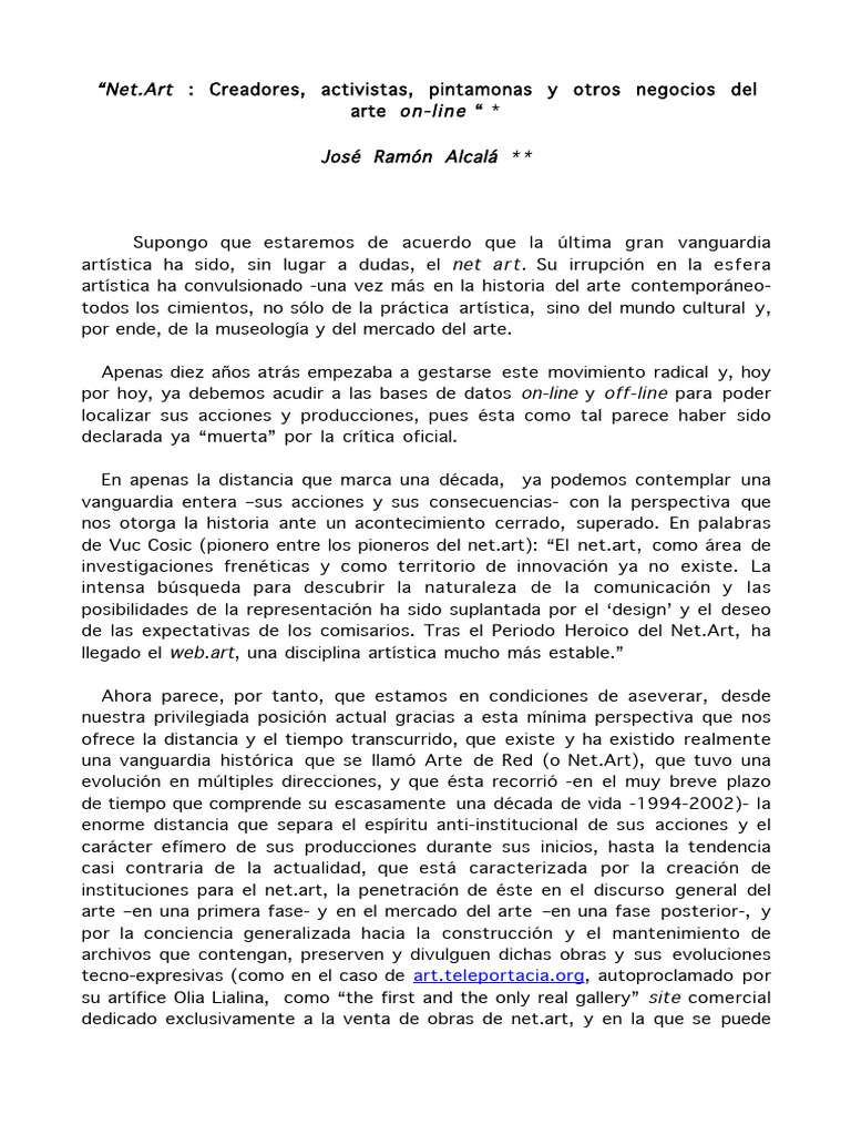 Art Netart | PDF | Red mundial | Internet y web