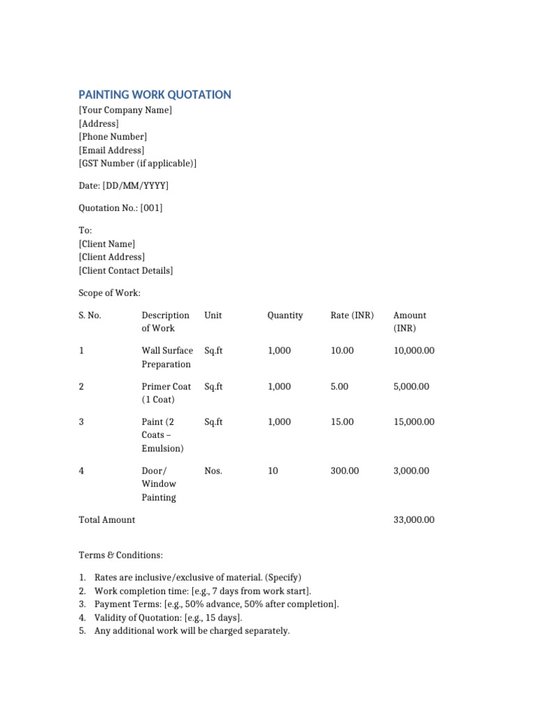 Painting Work Quotation | PDF