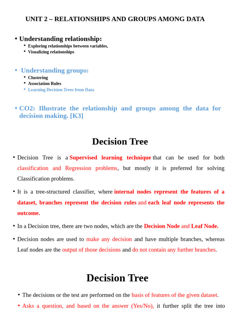 UNIT 2 - Groups (Decision Tree) | PDF | Statistical Classification | Artificial Intelligence