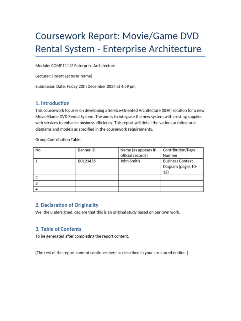 Movie Game DVD Rental System Report Outline | PDF
