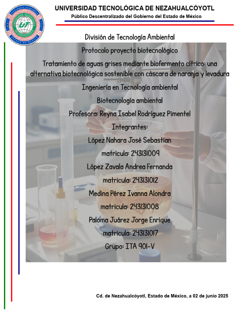 Protocolo Proyecto Biotecnológico.. | PDF | Agua | Antimicrobiano