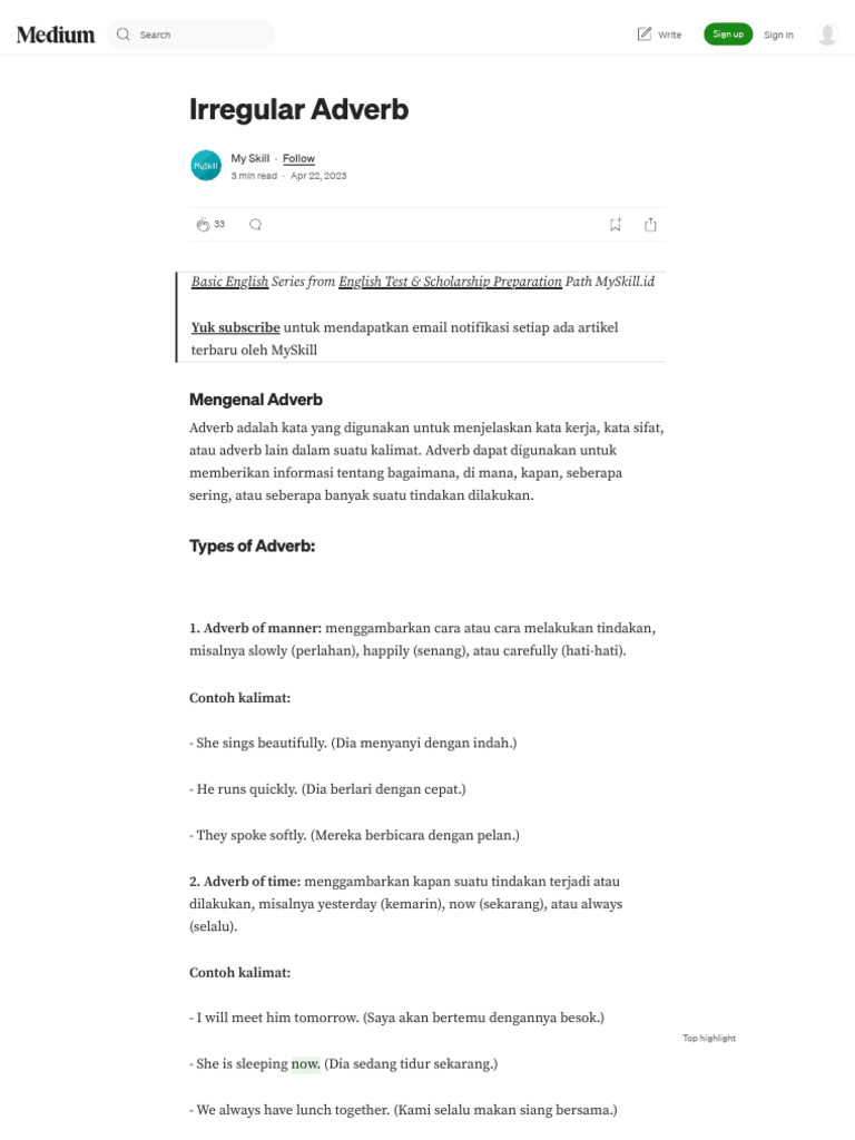 Memahami Adverb Reguler dan Irregular | PDF