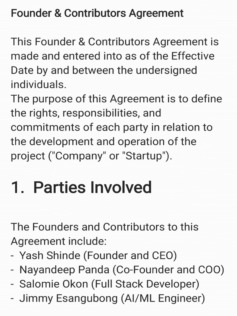 Founder and Contributors Agreement | PDF