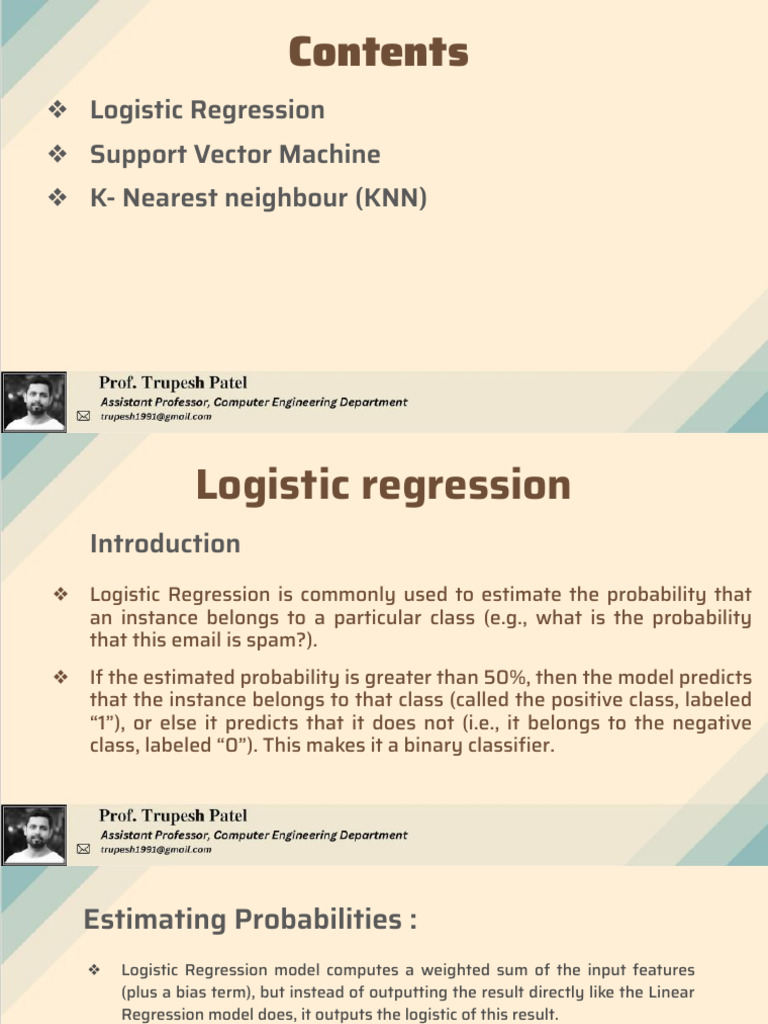 ML Classification Trupesh Patel | PDF | Logistic Regression | Support Vector Machine