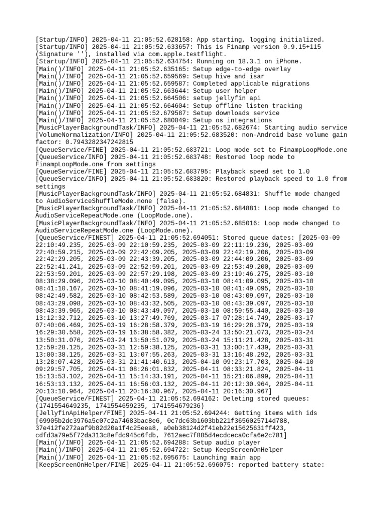 Finamp Logs | PDF | Operating System Families | Software