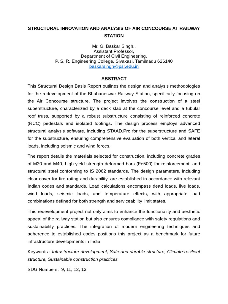 Structural Innovation and Analysis of Air Concourse at Railway Station | PDF