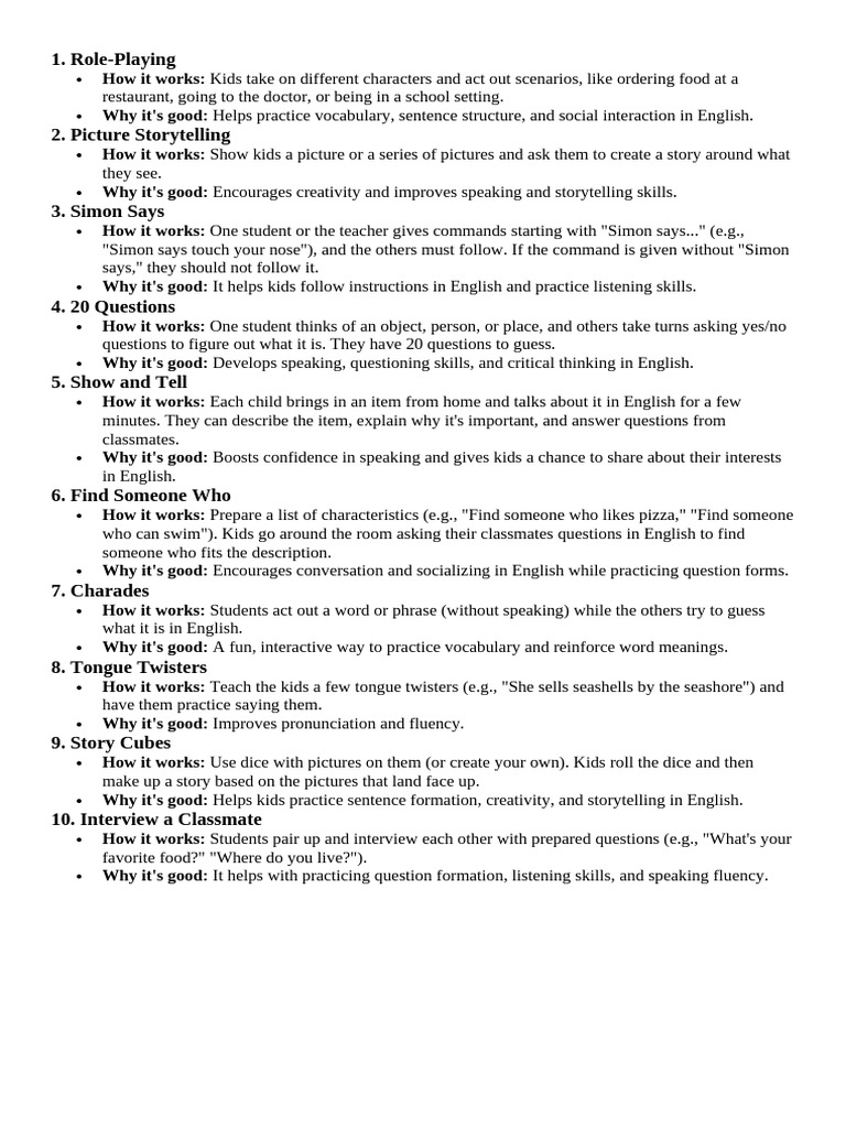 Fun English Activities for Kids PDF | PDF | English Language