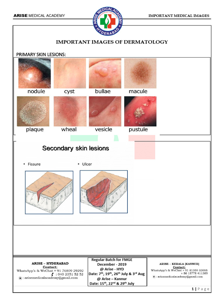 Important Dermatology Images Guide | PDF | Skin | Diseases And Disorders