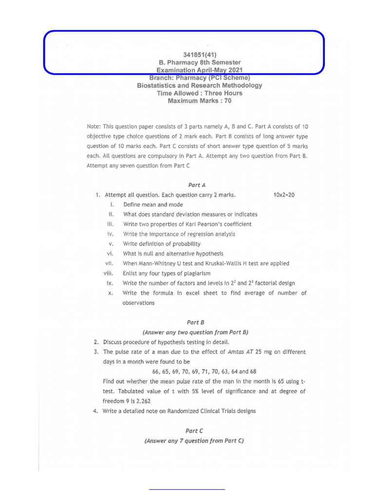 8th Sem, SNVP Previous Year Question Paper - PharmaNotes | PDF