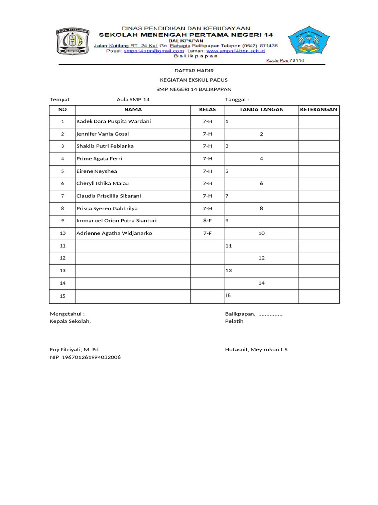 Format Lap Ekskul | PDF
