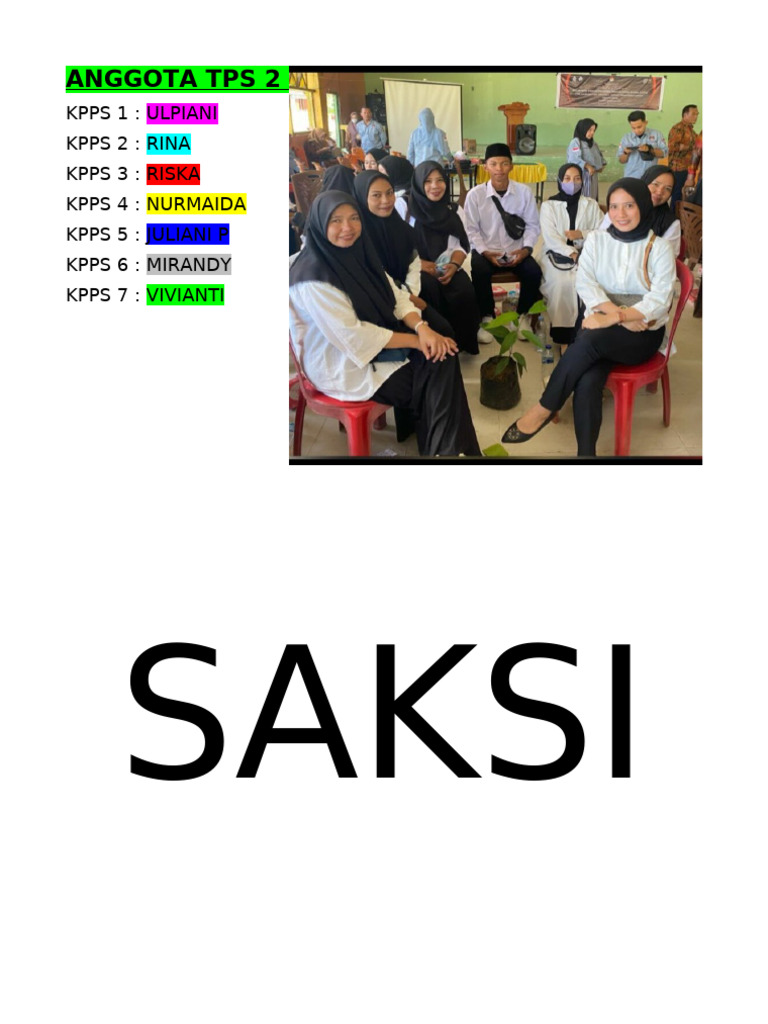 Anggota Tps 2 | PDF