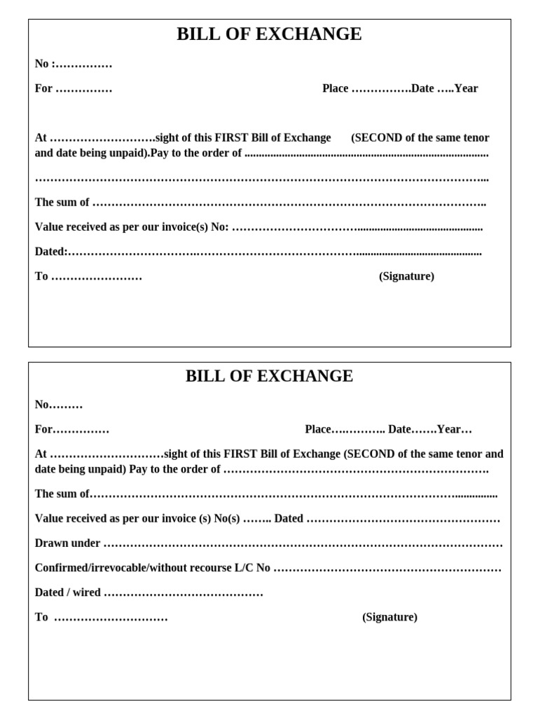 Form Bill of Exchange | PDF