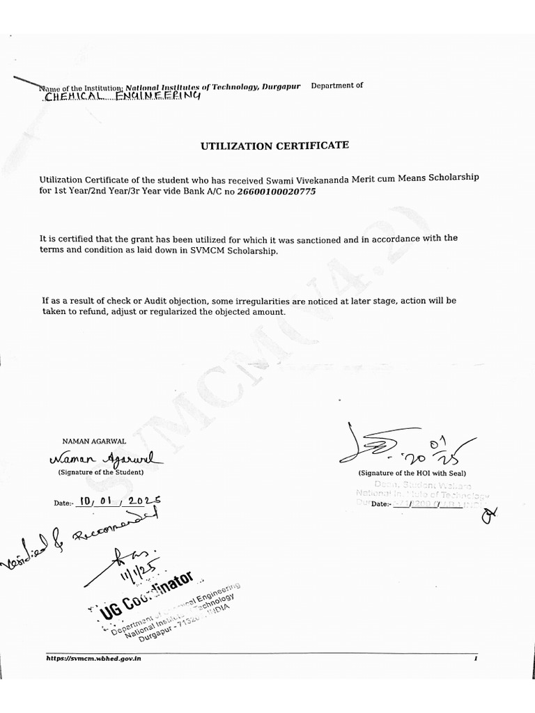 Utilization Certificate | PDF