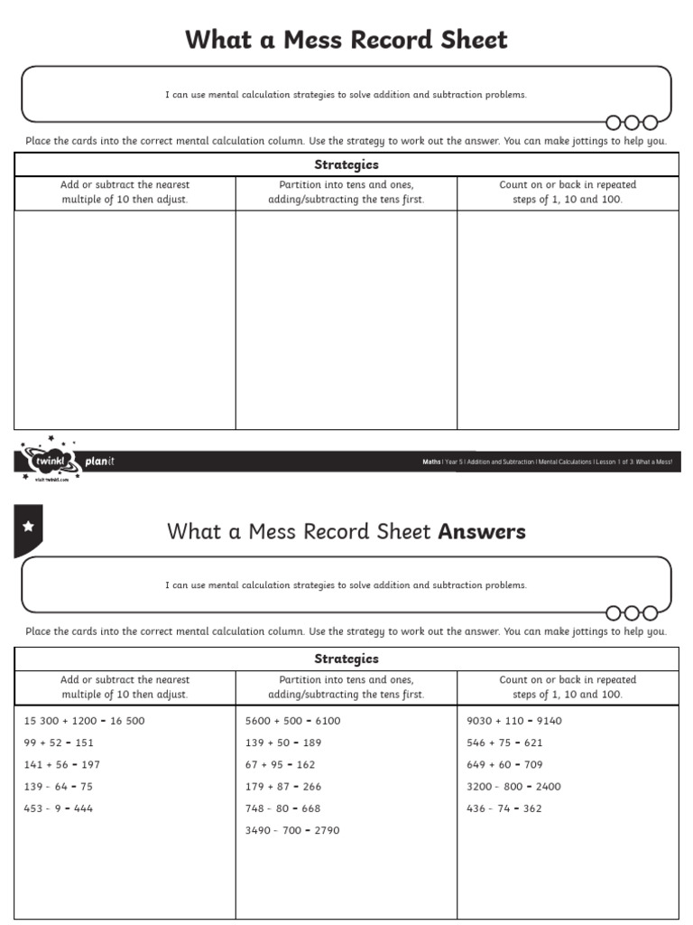 What A Mess Record Sheet | PDF | Arithmetic | Mathematics