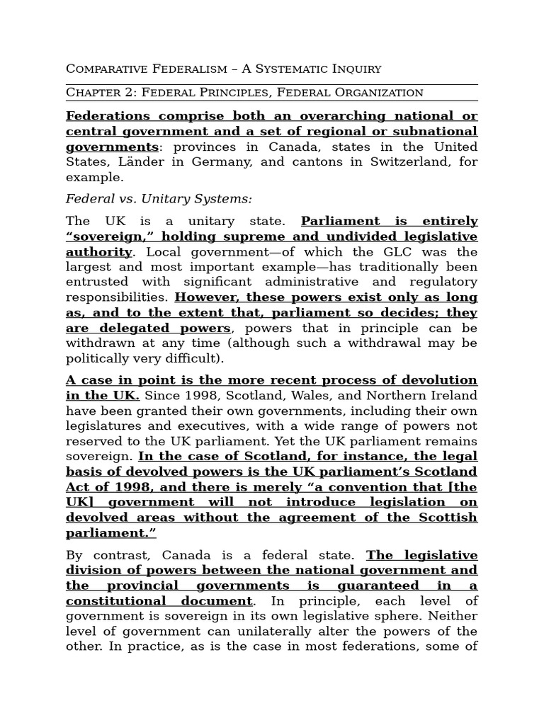 Comparative Federalism Notes | PDF | Federation | Federalism