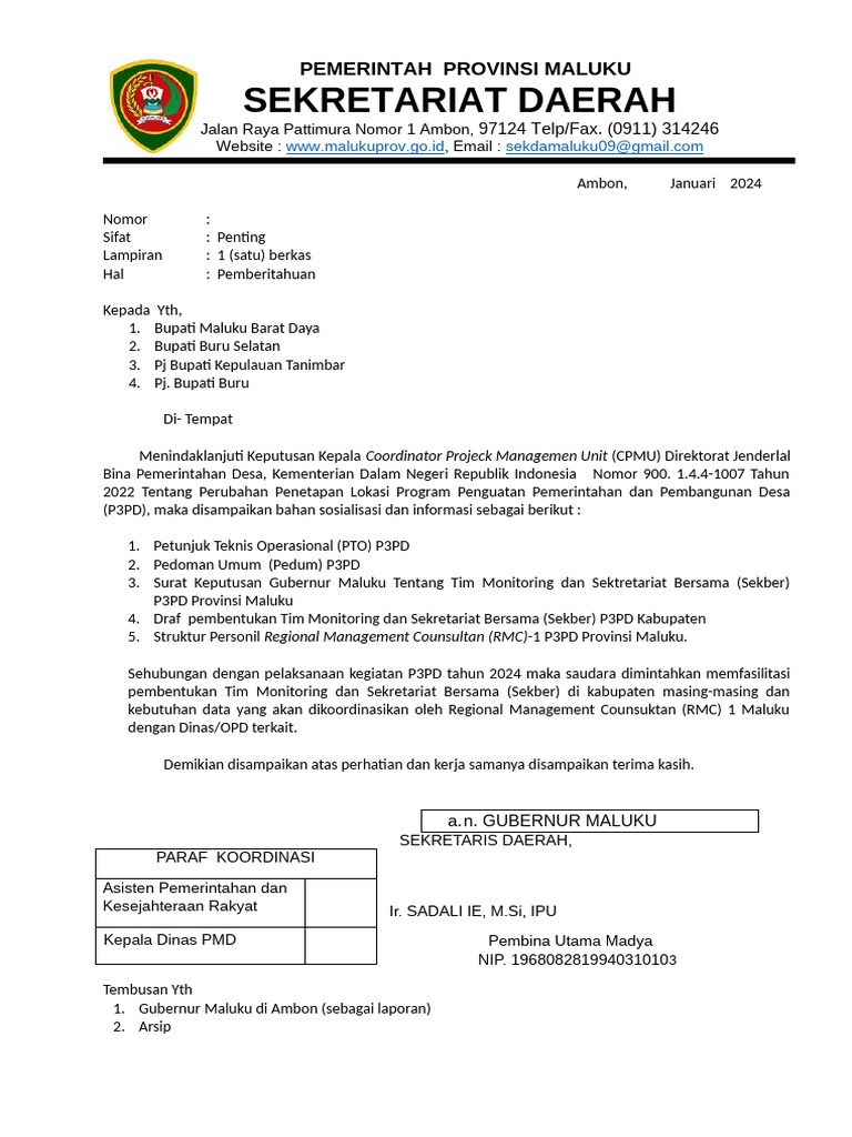 Surat Pemberitahuan p3pd | PDF