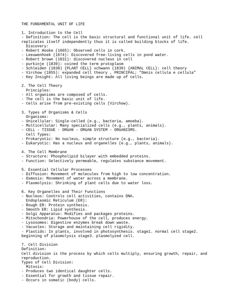 The Fundamental Unit of Life | PDF | Cell (Biology) | Cell Growth