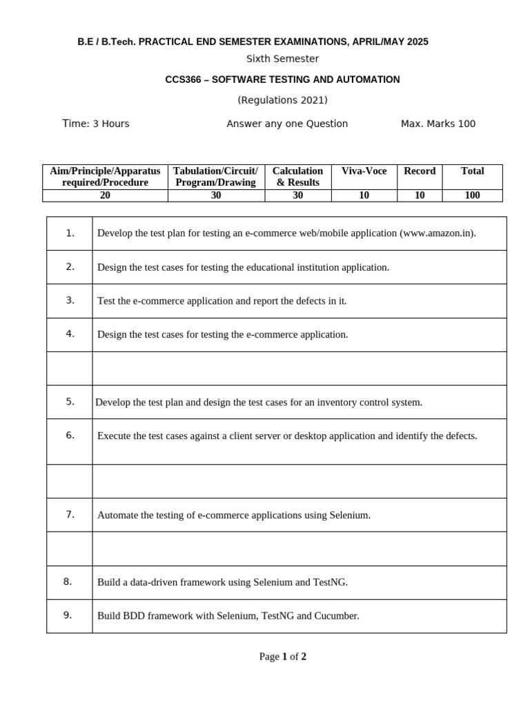 Software Testing Exam Questions 2025 | PDF
