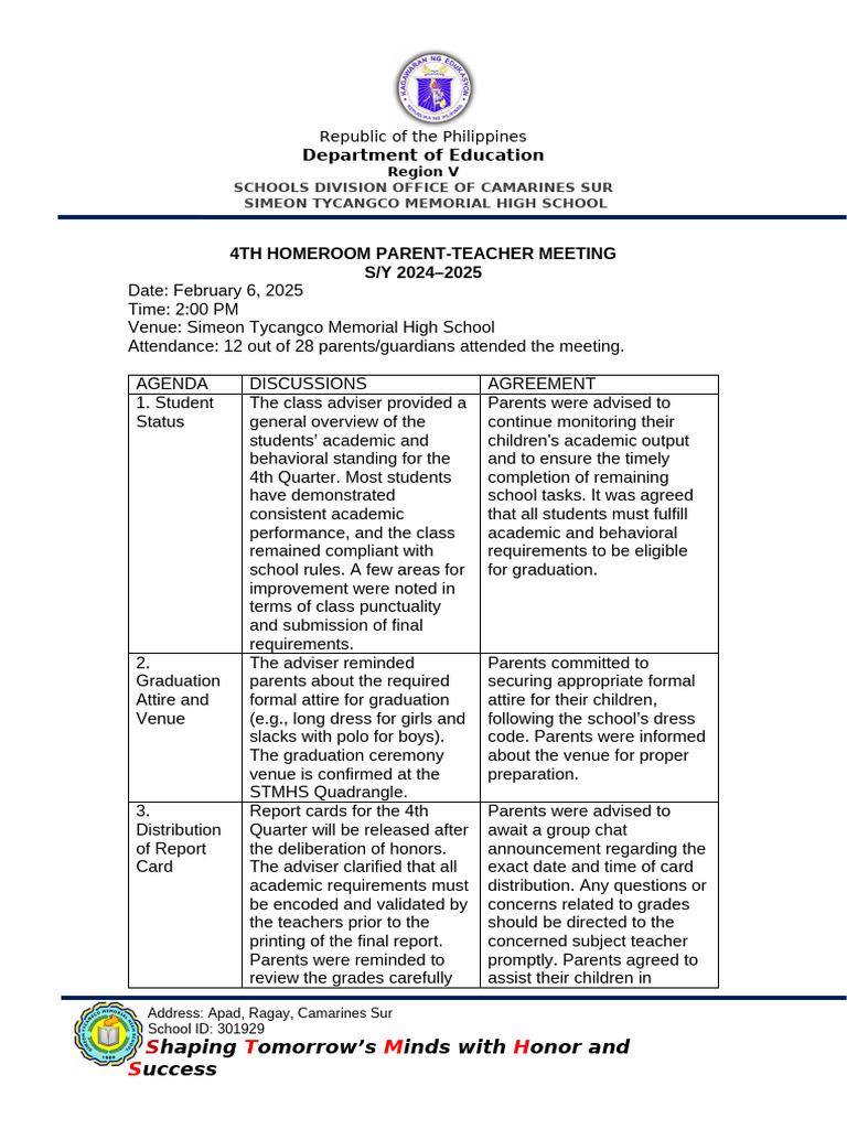 4TH Hrpta Meeting Minutes | PDF