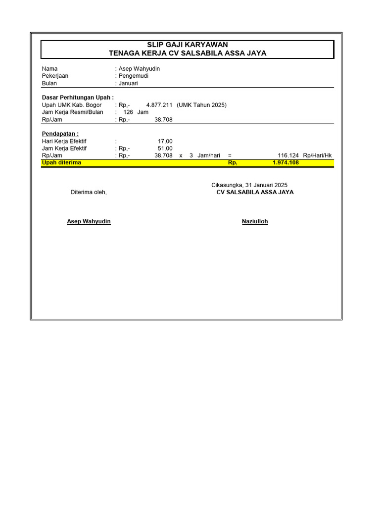 Slip Gaji CV Salsabila | PDF
