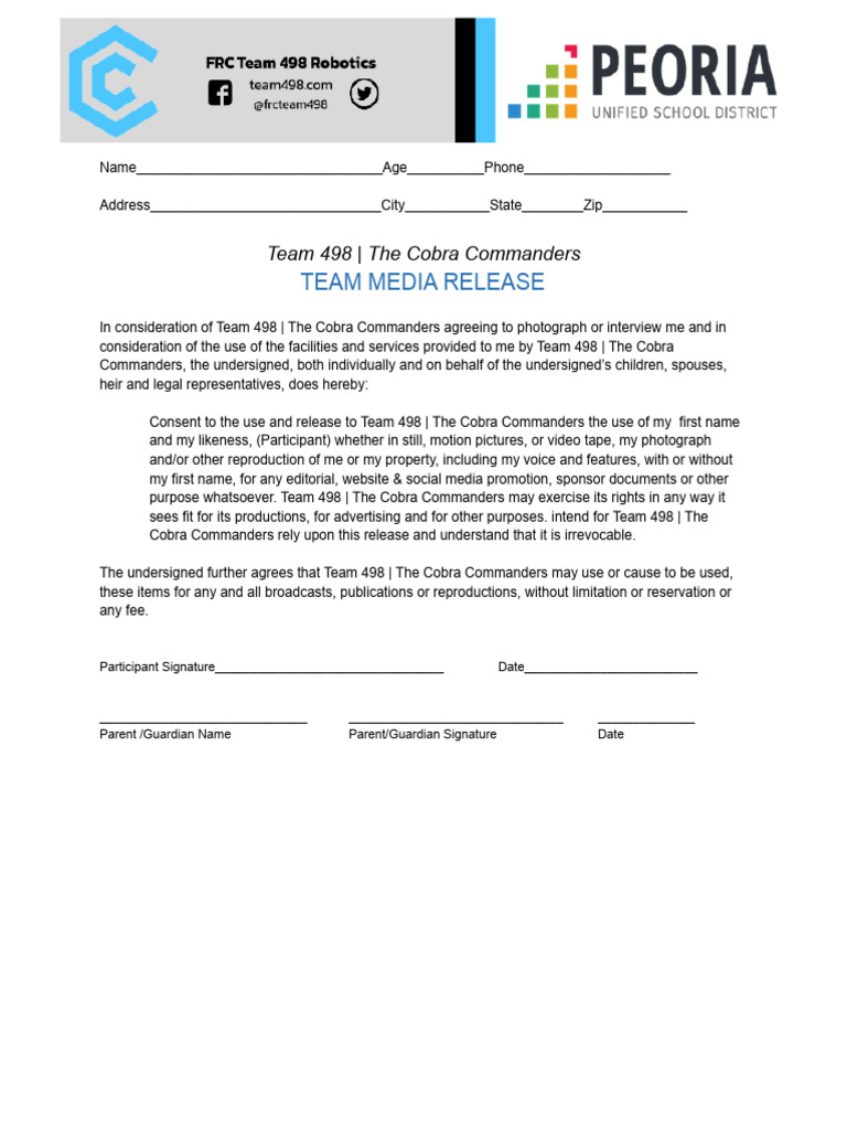 498 Media Waiver | PDF
