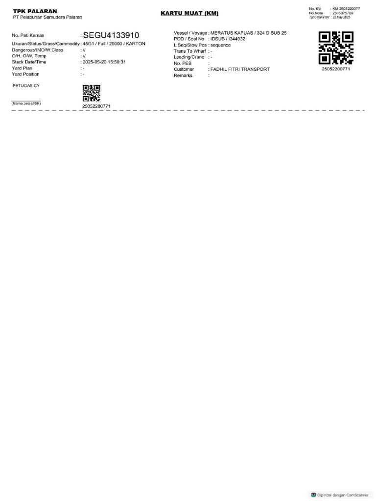 KM-MERATUS KAPUAS-324 D SUB 25 | PDF