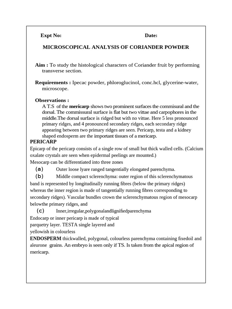 Coriander Powder Micros | PDF