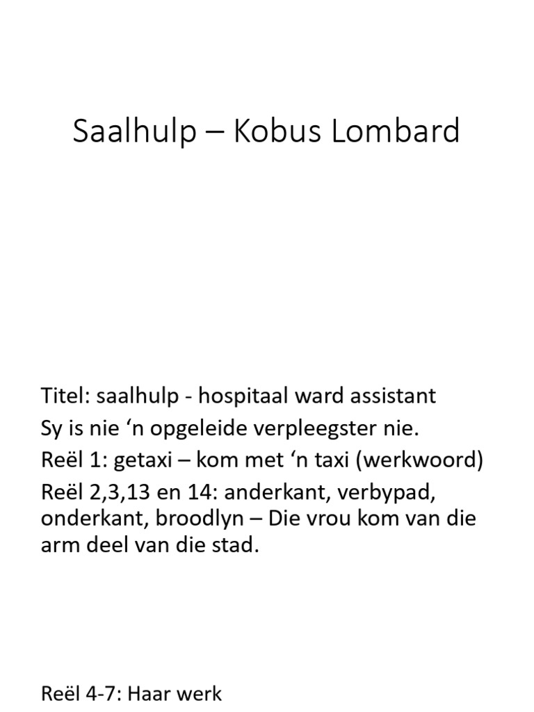 Saalhulp - Kobus Lombard | PDF