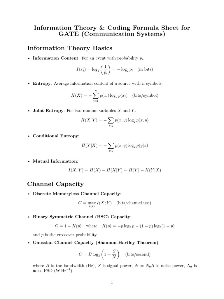 GATE Information Theory & Coding Guide | PDF | Information And ...