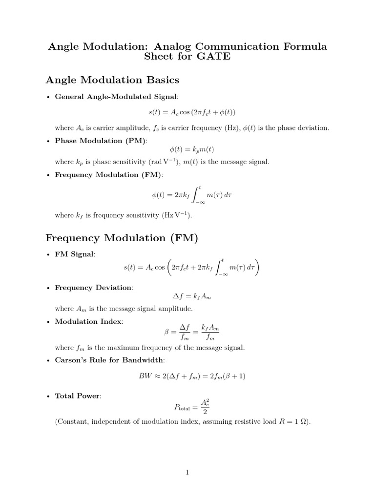 Angle Modulation. Analog Communication | PDF | Frequency Modulation | Modulation