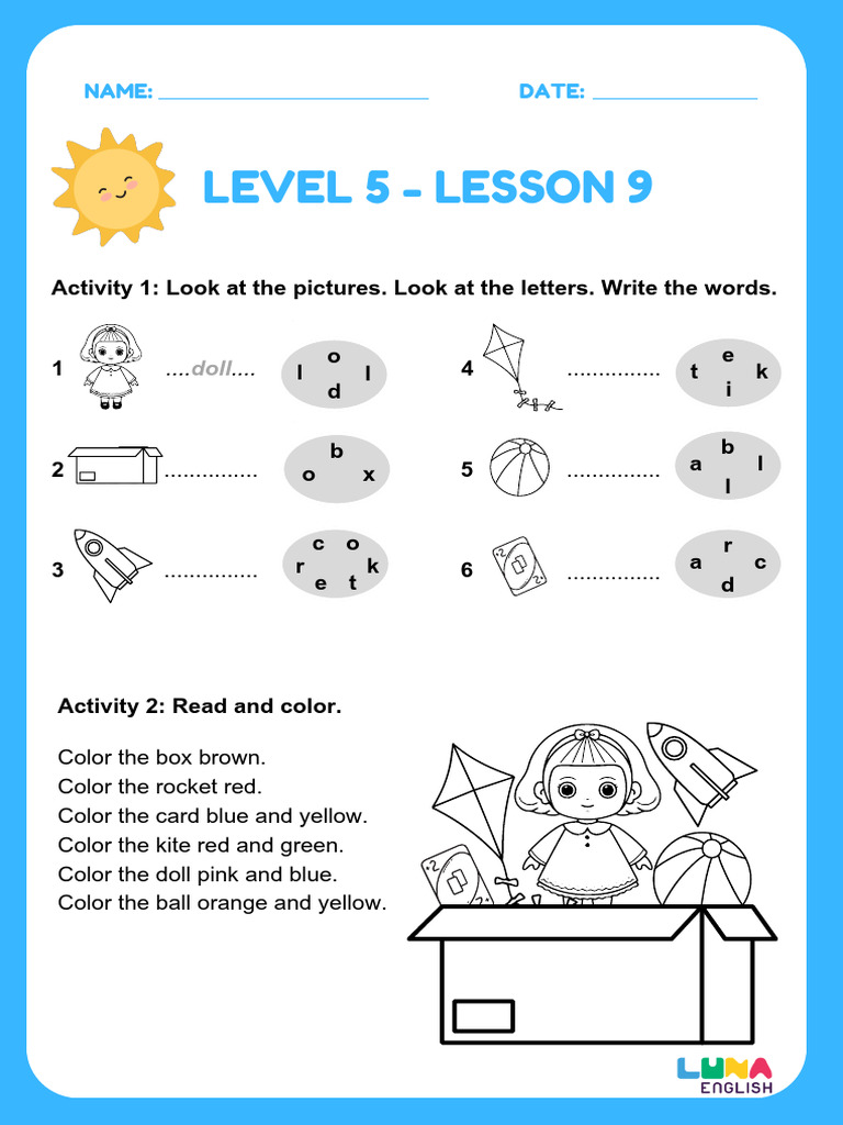 Lessons 9 - Level 5 Worksheet - Toys | PDF