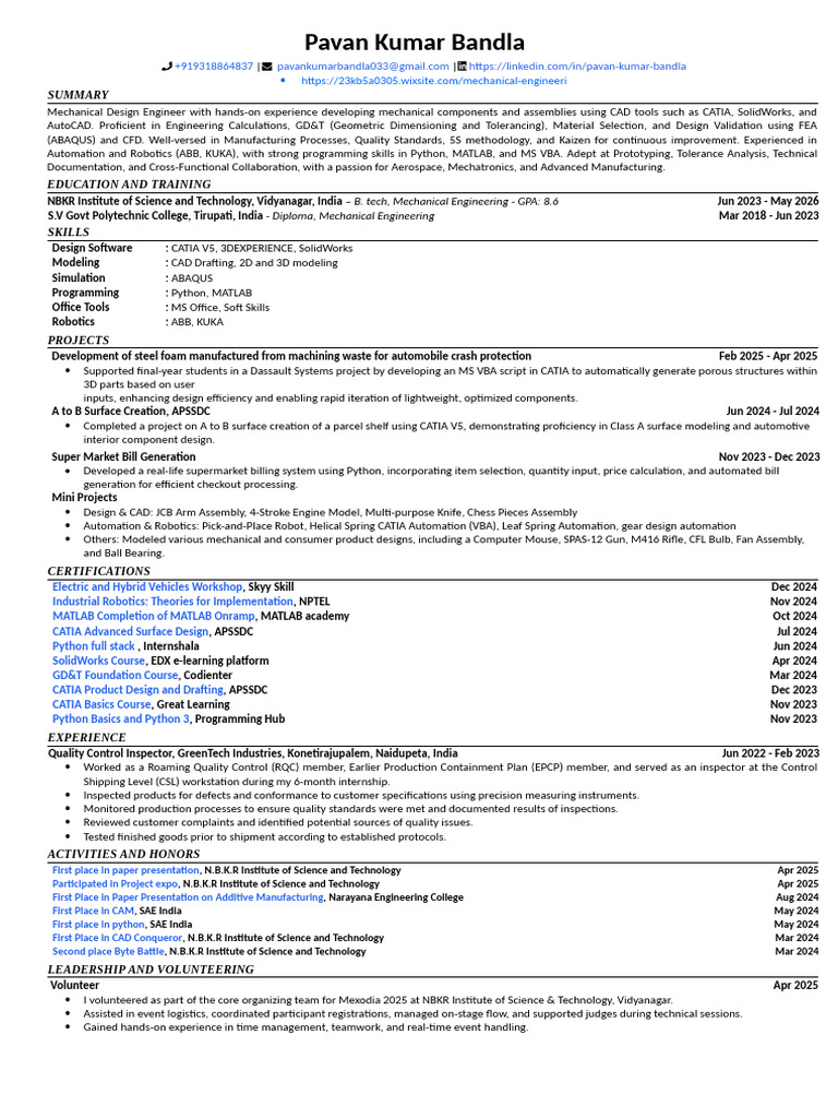 Edited Resume (In Progress) | PDF | Mechanical Engineering | Computer ...