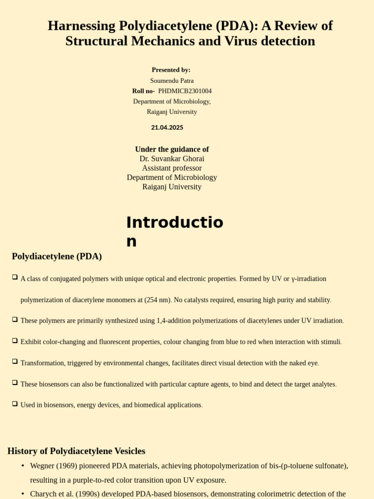 Harnessing Polydiacetylene (PDA) | PDF | Biosensor | Raman Spectroscopy
