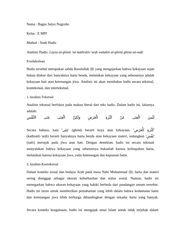 Bagus Setyo Nugroho _ Studi Hadist | PDF