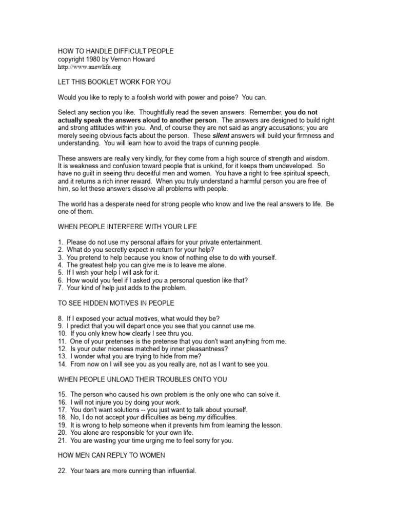 Handle Difficult People | PDF | Anger | Cruelty