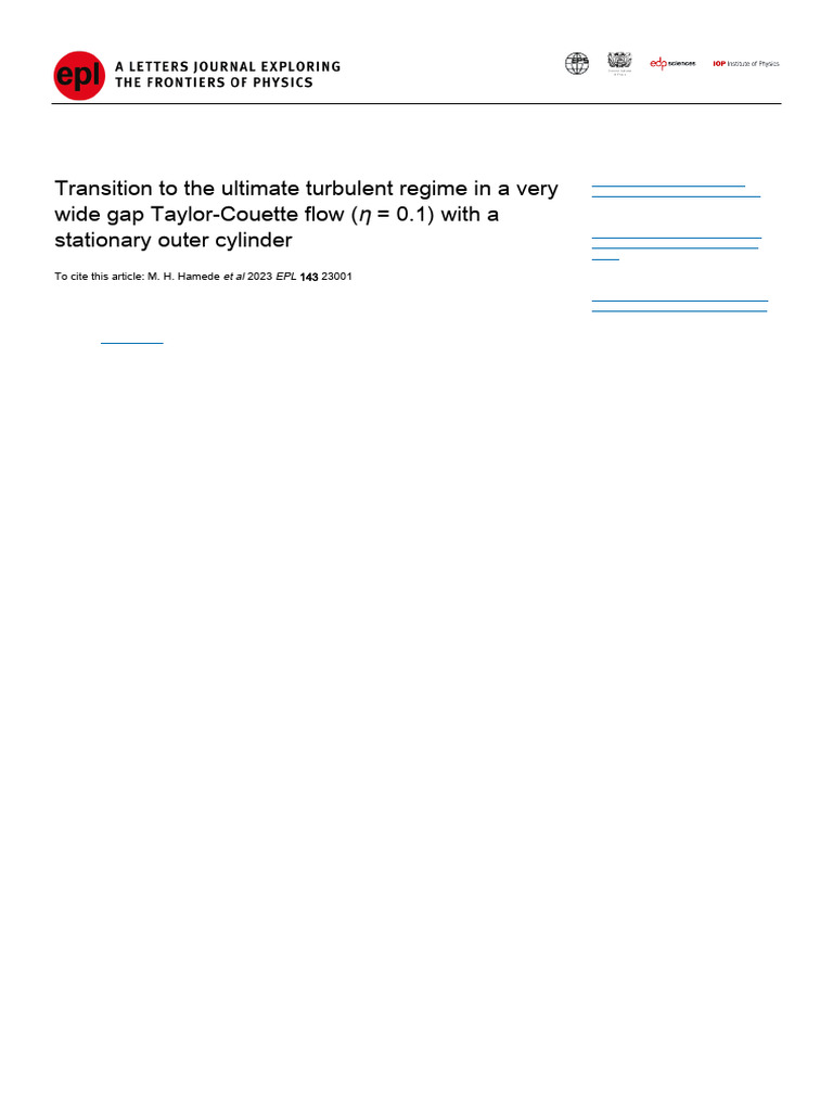 Hamede_2023_EPL_143_23001 | PDF | Reynolds Number | Turbulence