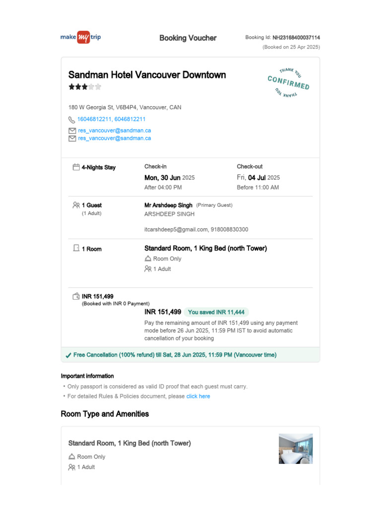 Booking Confirmation Voucher | PDF | Credit Card | Fee