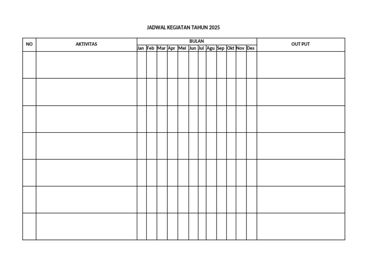 Tabel Jadwal Kegiatan 2025 | PDF