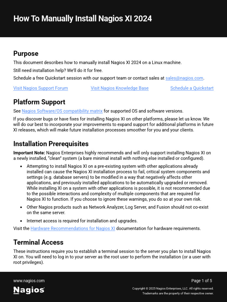 Installation Manual of Nagios XI 2024 | PDF | My Sql | Operating System