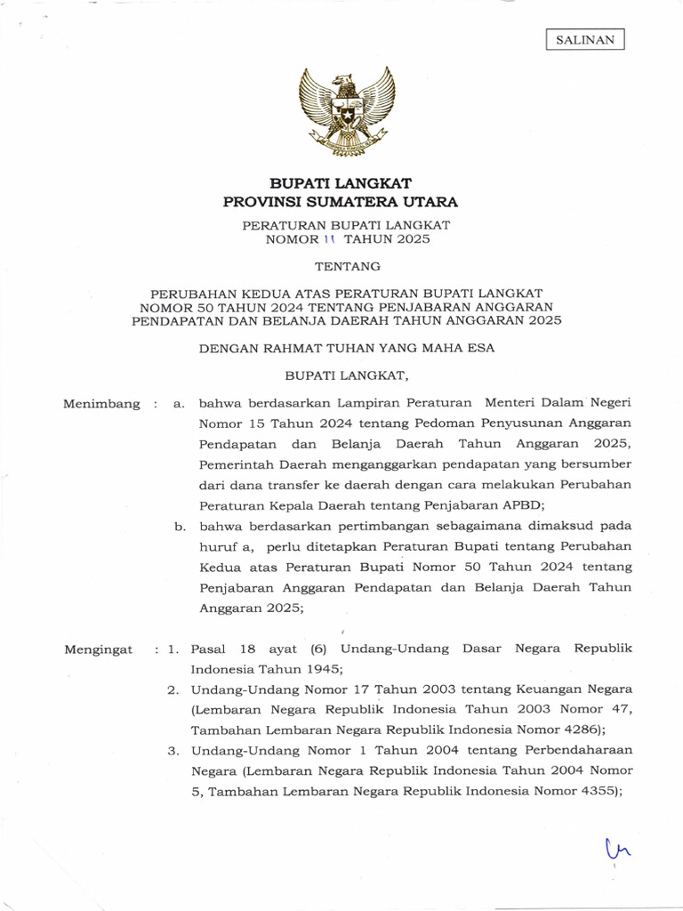 Perbup No 11 Tahun 2025 Oke | PDF